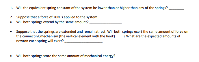 Solved This problem is the constant of two springs parallel | Chegg.com