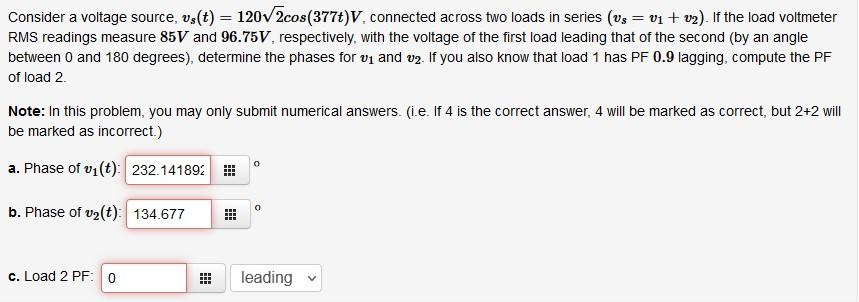 Solved Consider a voltage source, vs(t) = 120/2cos(377t)V, | Chegg.com