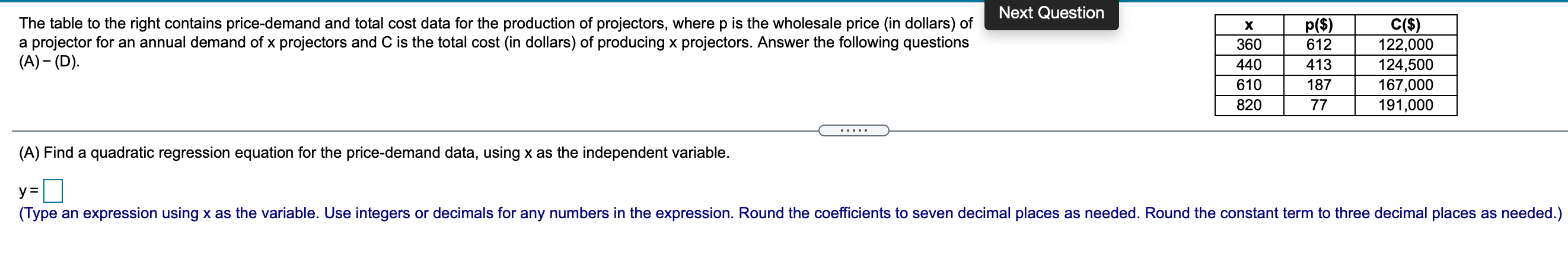 Solved Next Question The table to the right contains | Chegg.com