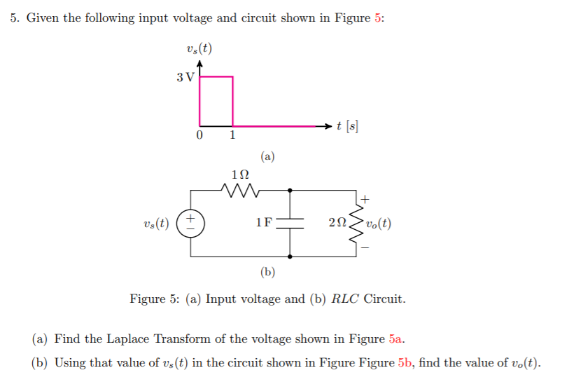 Solved 5. Given the following input voltage and circuit | Chegg.com