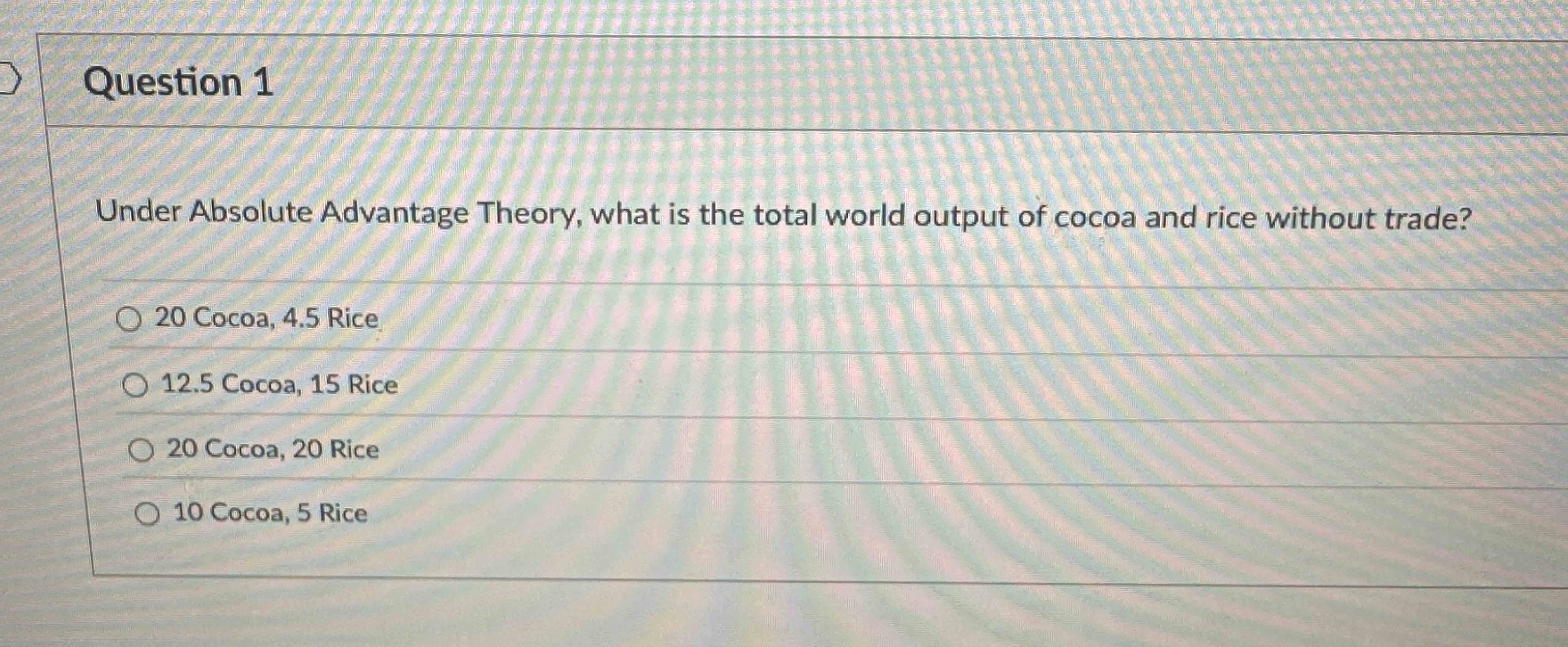 Solved Question 1Under Absolute Advantage Theory, what is | Chegg.com