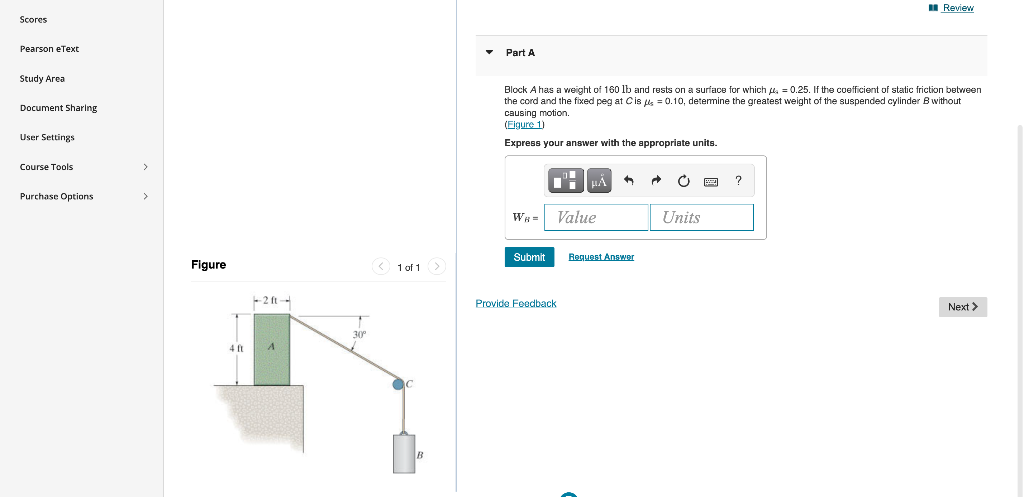 Solved Scores Pearson eText Part A Study Area Block A has a | Chegg.com