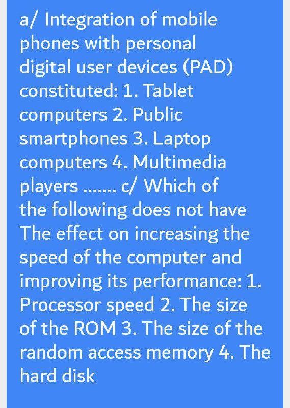 Solved a/ Integration of mobile phones with personal digital | Chegg.com