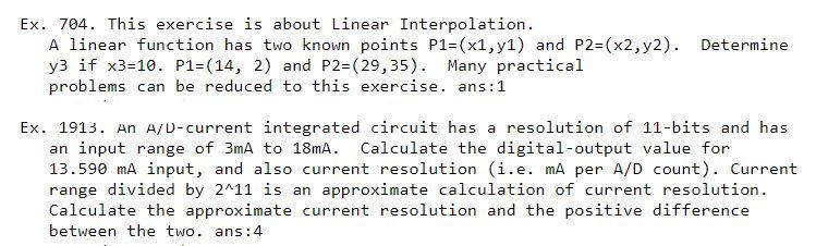 Ex. 704. This exercise is about Linear Interpolation. | Chegg.com