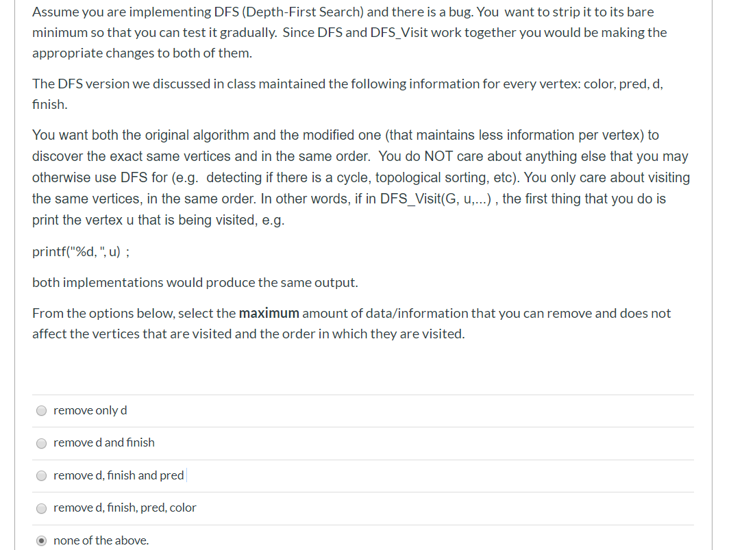 Solved Assume you are implementing DFS (Depth-First Search) | Chegg.com
