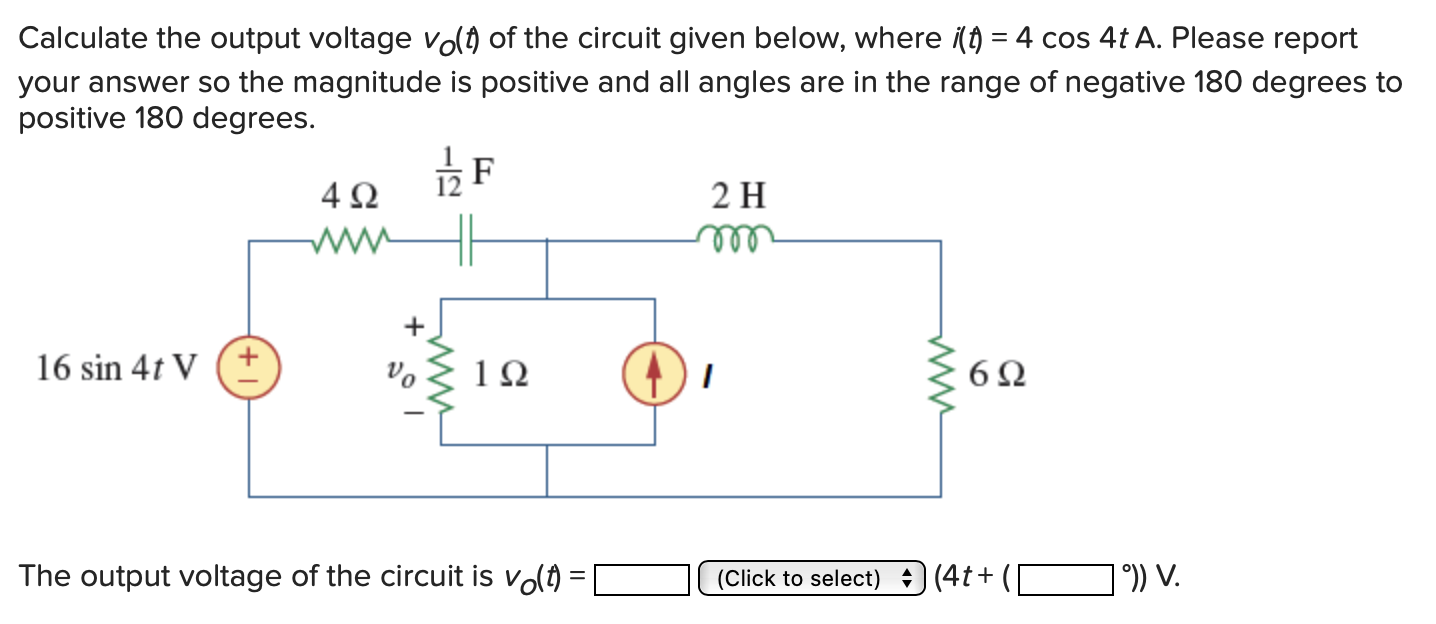 Solved Calculate the output voltage vO(t) of the circuit | Chegg.com