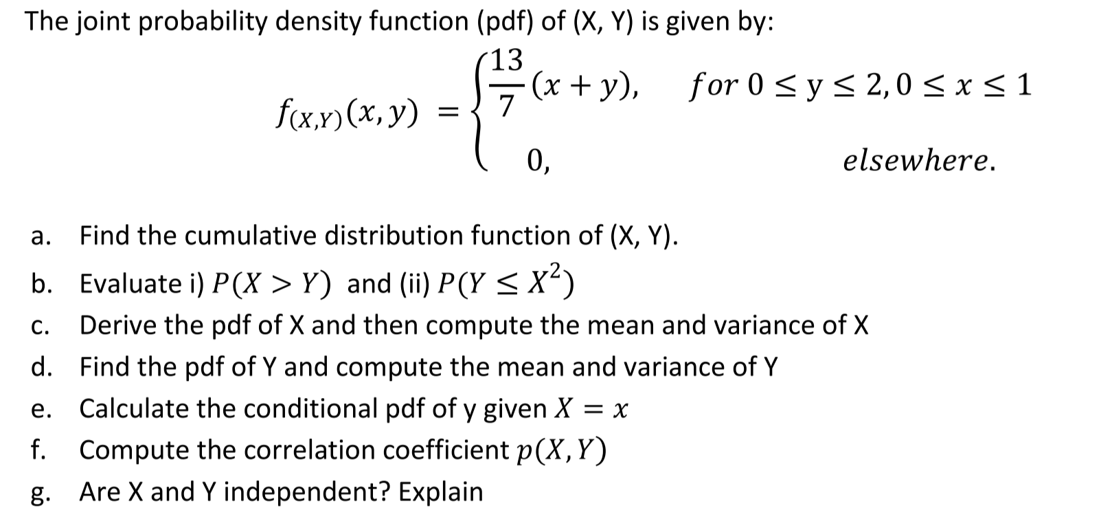 The joint probability density function (pdf) of (X, | Chegg.com