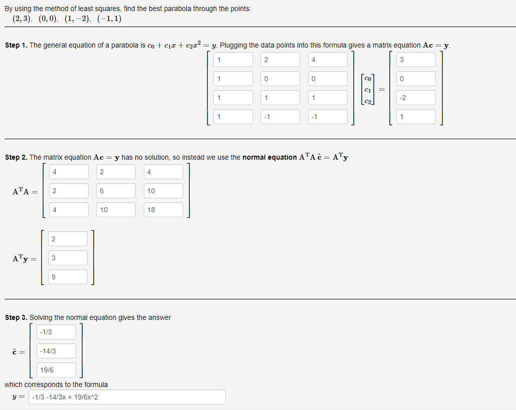 Solved By using the method of least squares, find the best | Chegg.com
