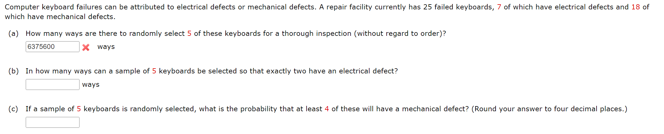 Solved which have mechanical defects.(a) ﻿How many ways are | Chegg.com