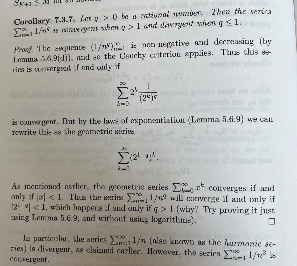 Solved Exercise 7.5.3. Give an example of a divergent series | Chegg.com
