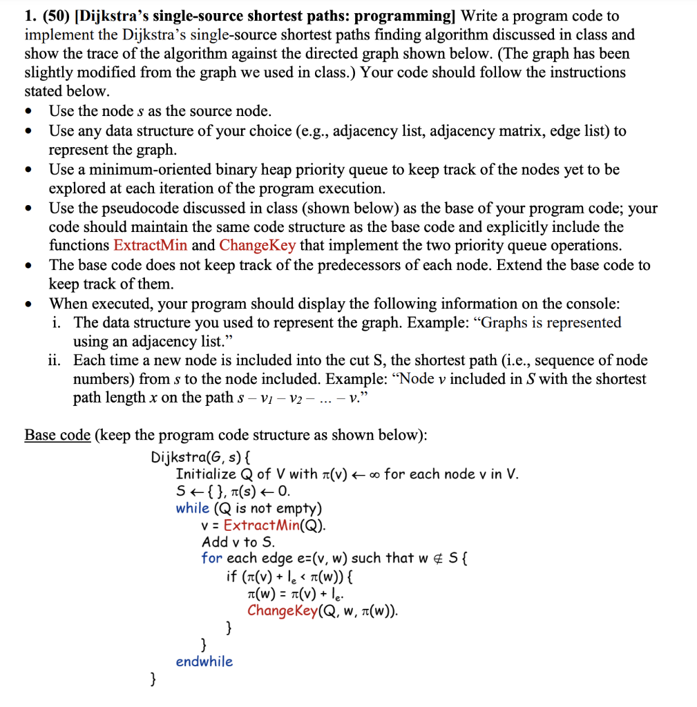Solved . 1. (50) [Dijkstra's single-source shortest paths: | Chegg.com