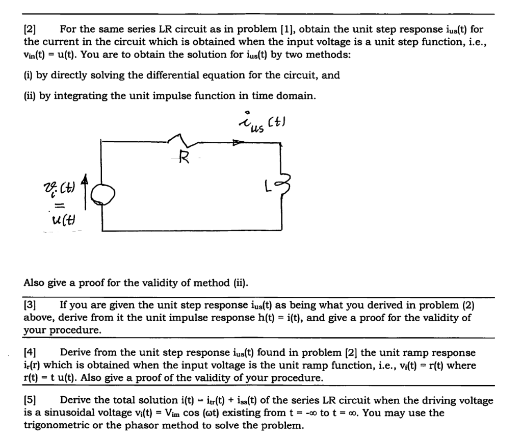 Solved [2] For the same series LR circuit as in problem (1), | Chegg.com