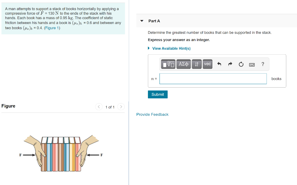 Solved A man attempts to support a stack of books | Chegg.com