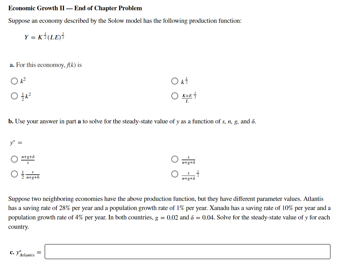 Solved Economic Growth II – End of Chapter Problem Suppose | Chegg.com