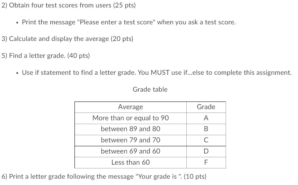 Solved 2) Obtain four test scores from users (25 pts) . | Chegg.com