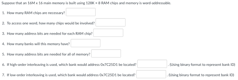 Solved Suppose that an 16M x 16 main memory is built using | Chegg.com