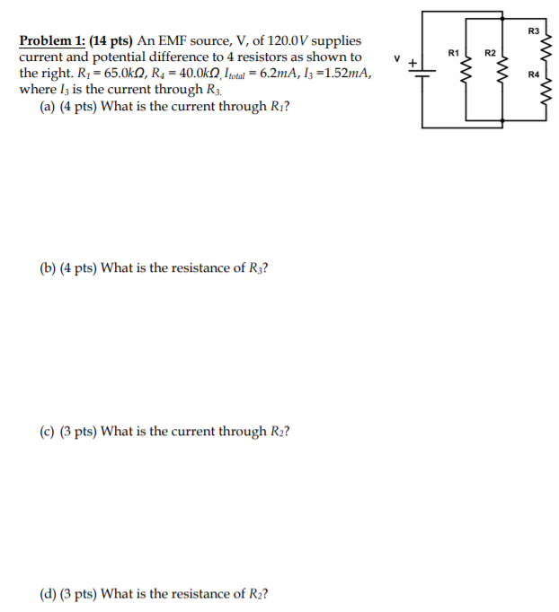 Solved R3 R1 R2 Problem 1: (14 pts) An EMF source, V, of | Chegg.com