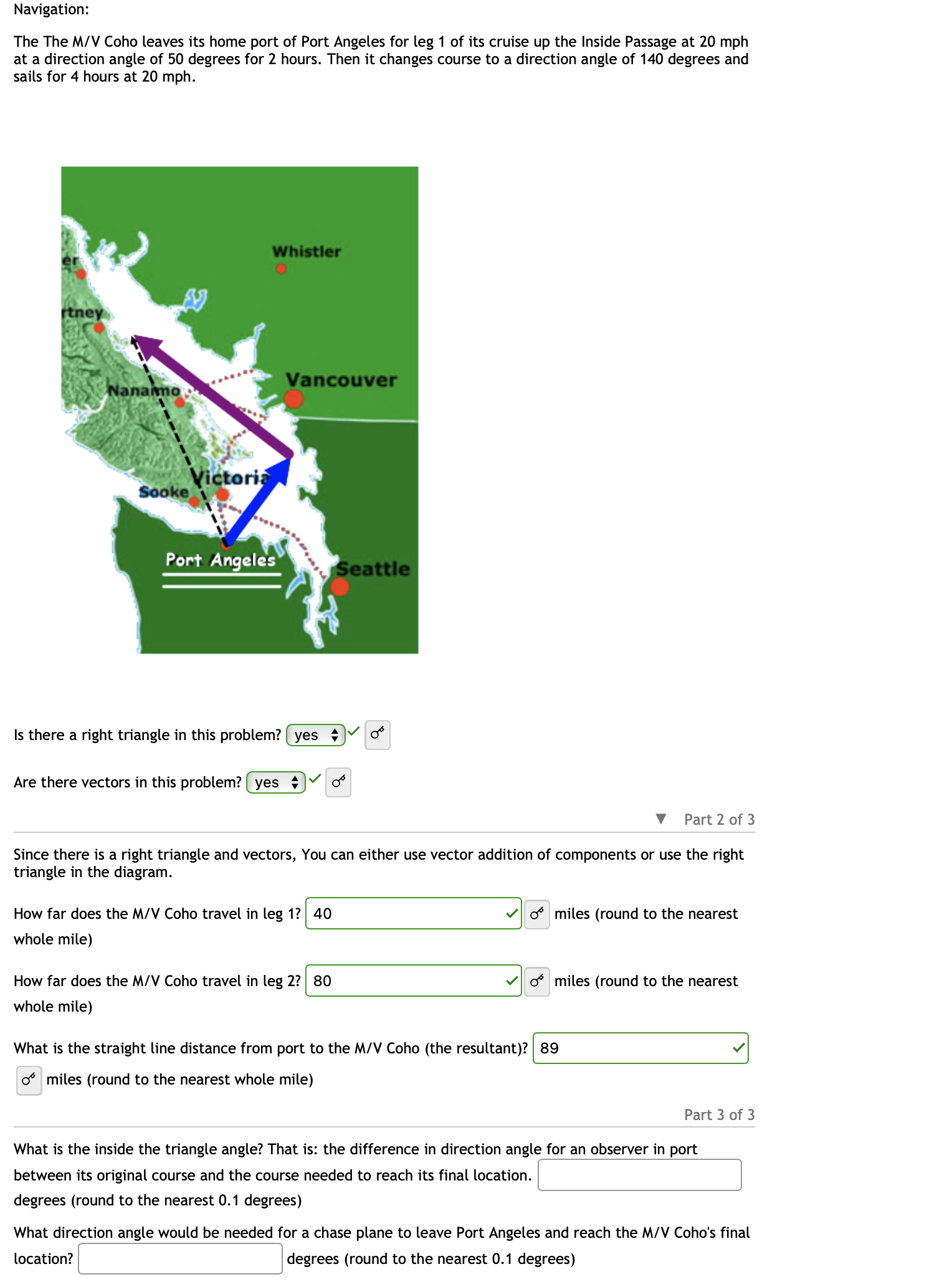 Solved Navigation: The The M/V Coho leaves its home port of | Chegg.com
