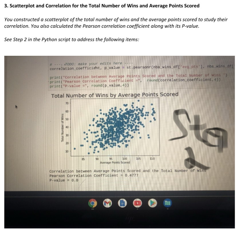 Solved 3. Scatterplot and Correlation for the Total Number | Chegg.com