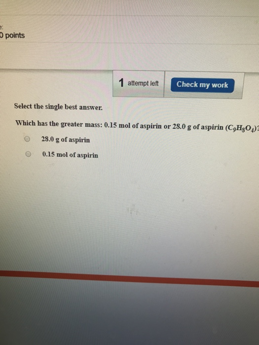 Solved 0 points 1 attempt left Check my work Select the | Chegg.com