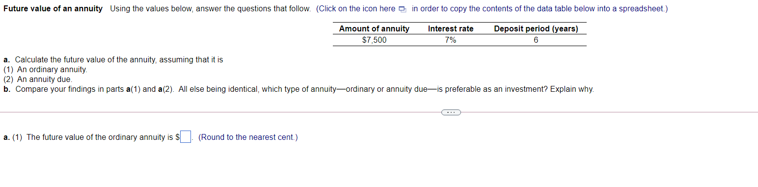 Solved Future value of an annuity Using the values below, | Chegg.com