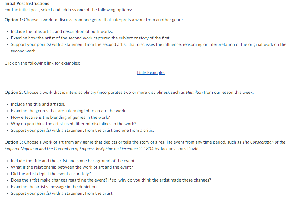 Initial Post Instructions For the initial post, | Chegg.com