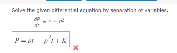 Solved Solve the given differential equation by separation | Chegg.com