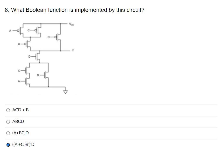 Solved 8. What Boolean function is implemented by this | Chegg.com