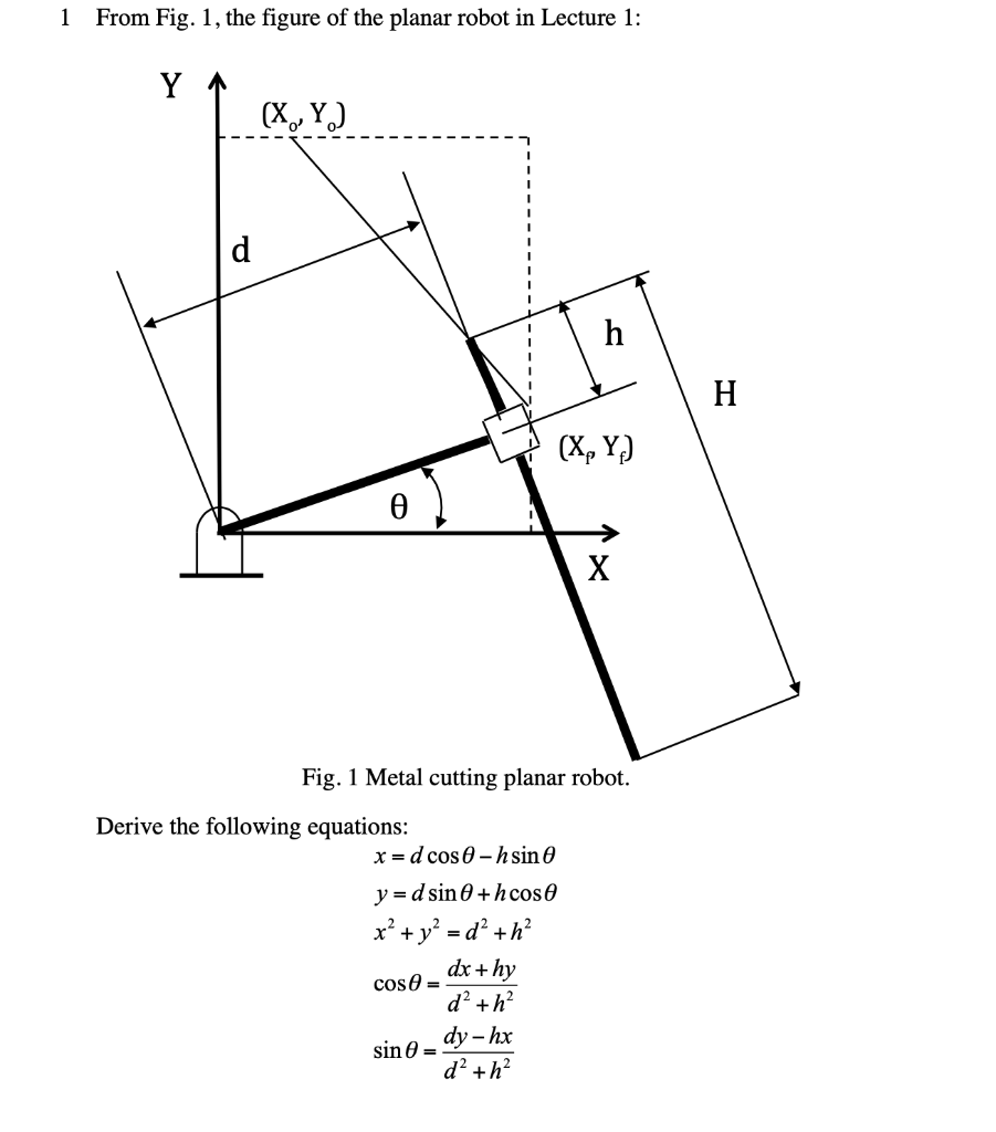 Solved 1 From Fig. 1, the figure of the planar robot in | Chegg.com