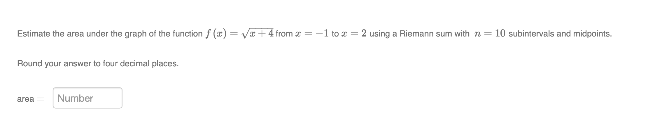 Solved Estimate the area under the graph of the function f | Chegg.com