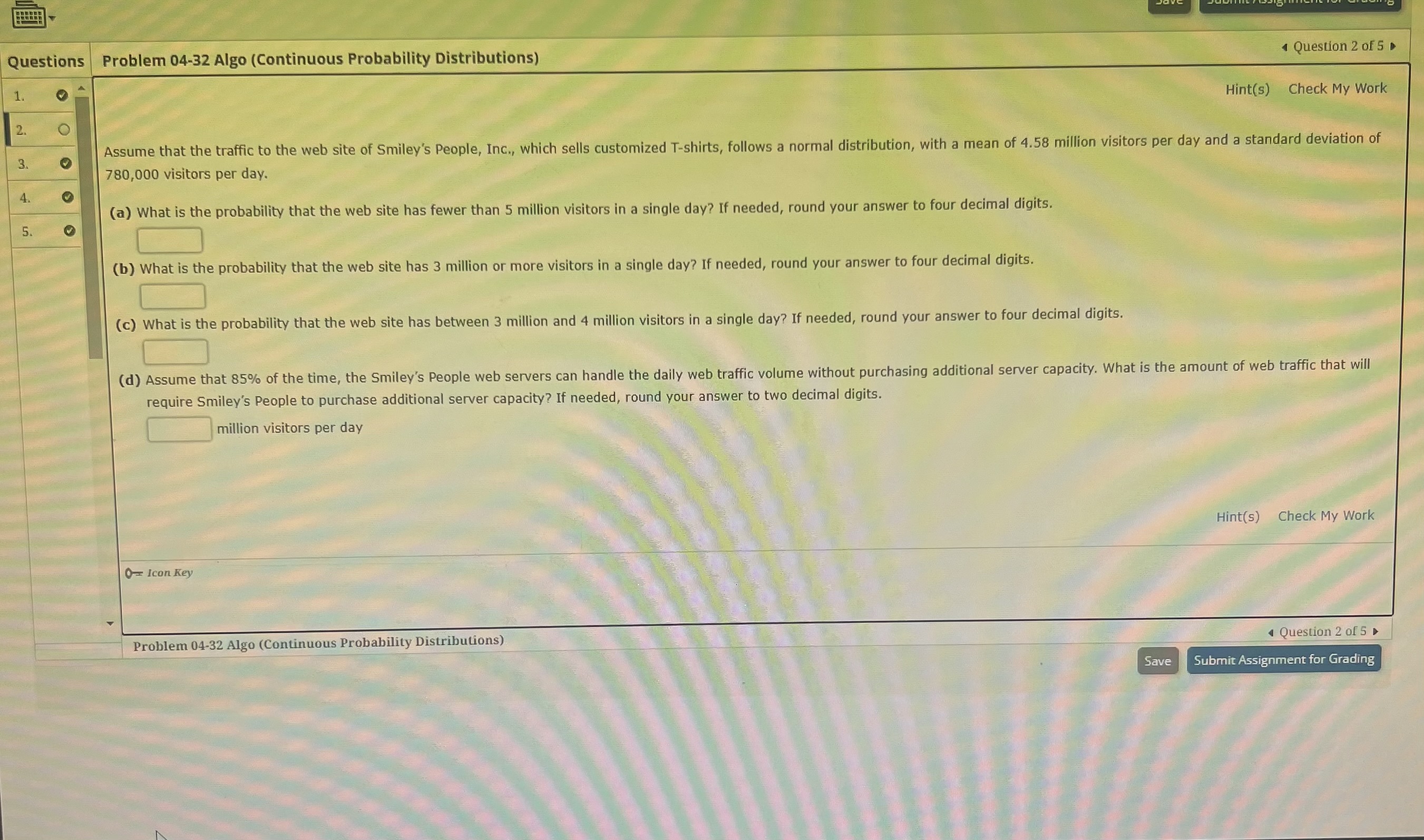 Solved Assume that the traffic to the web site of Smiley's | Chegg.com