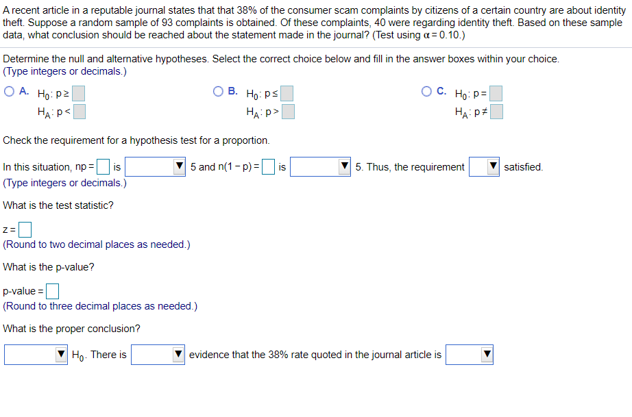 Solved A recent article in a reputable journal states that | Chegg.com