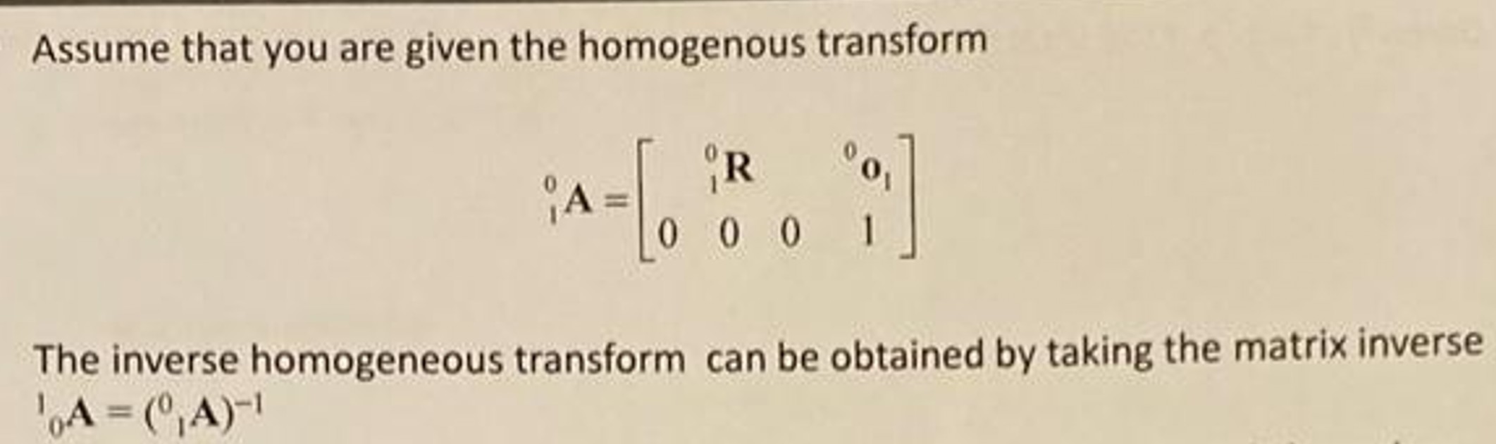 Solved Assume that you are given the homogenous transformThe | Chegg.com