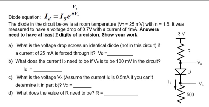 Solved nV. Diode equation: I