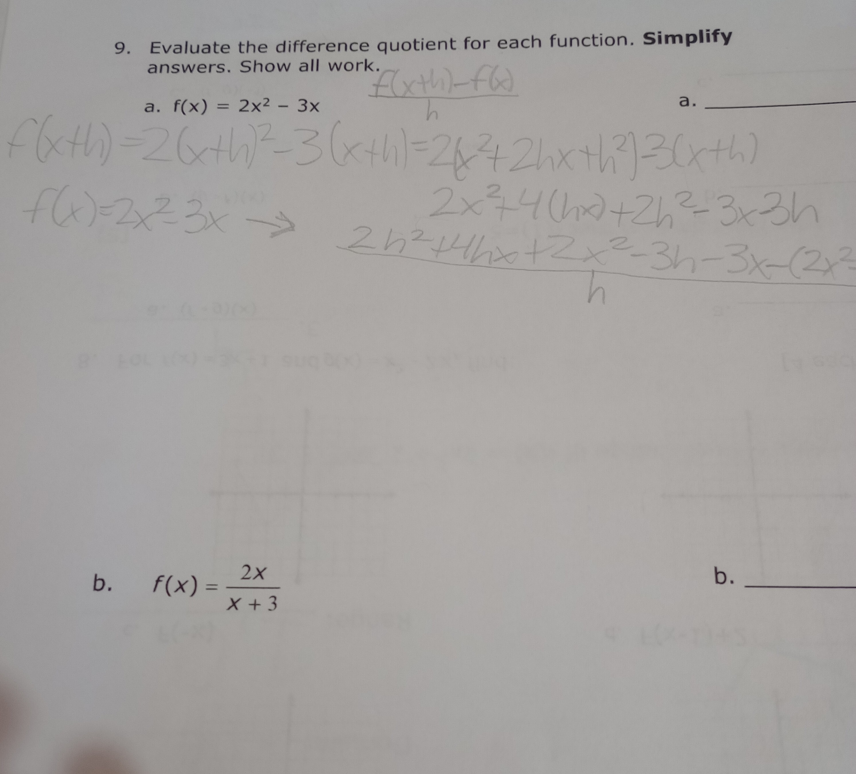 Solved Evaluate the difference quotient for each function. | Chegg.com