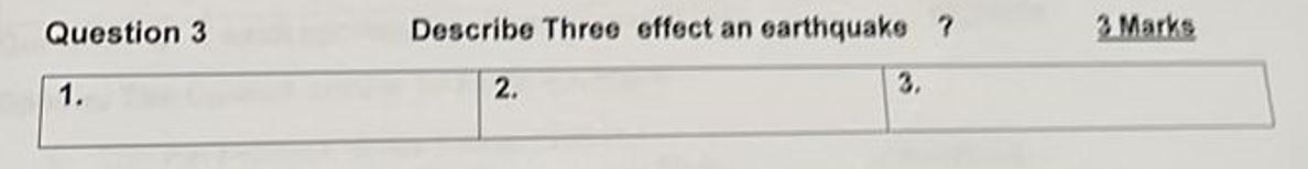 Solved Question 3 Describe Three effect an earthquake? | Chegg.com