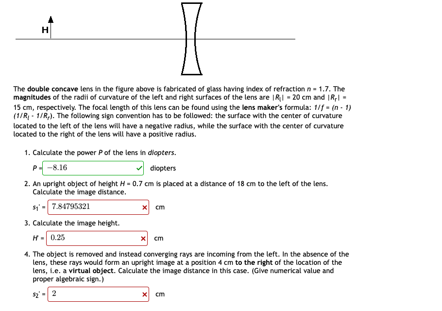 Solved The double concave lens in the figure above is | Chegg.com