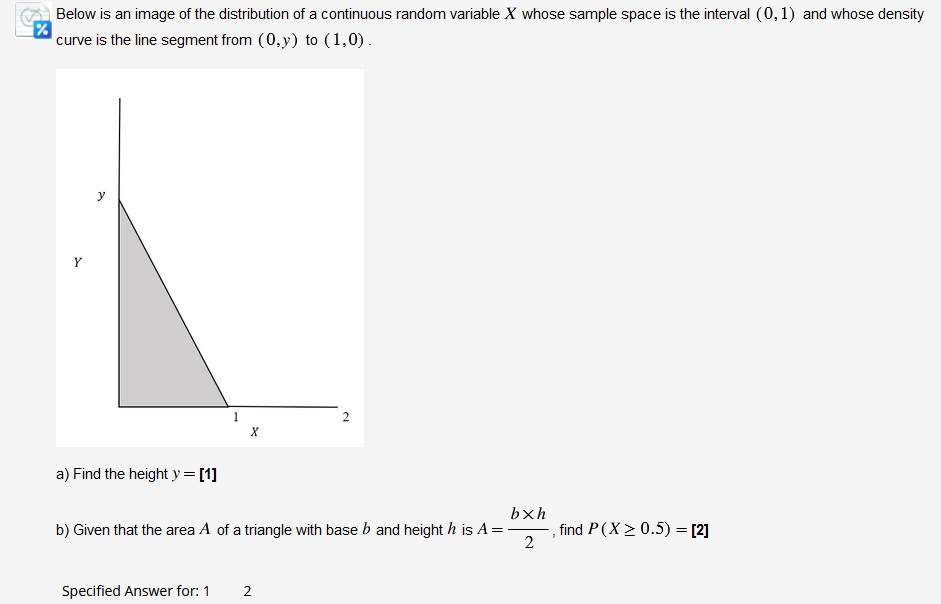 Solved Given that the area A of a triangle with base b and | Chegg.com