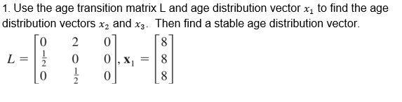 Solved 1. Use the age transition matrix L and age | Chegg.com