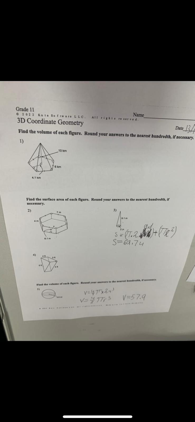 Solved Find the volume of each figure. Round your answers to | Chegg.com