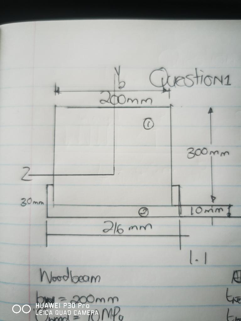 Figure Q1 shows a wood beam (labelled as ①) | Chegg.com