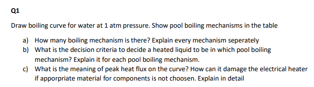 Solved Q1 Draw boiling curve for water at 1 atm pressure. | Chegg.com
