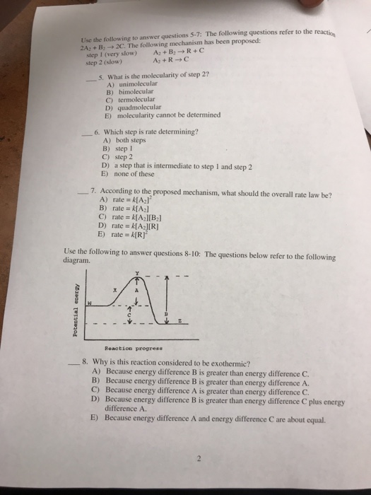 Solved Use the following to answer questions 5-7: The | Chegg.com