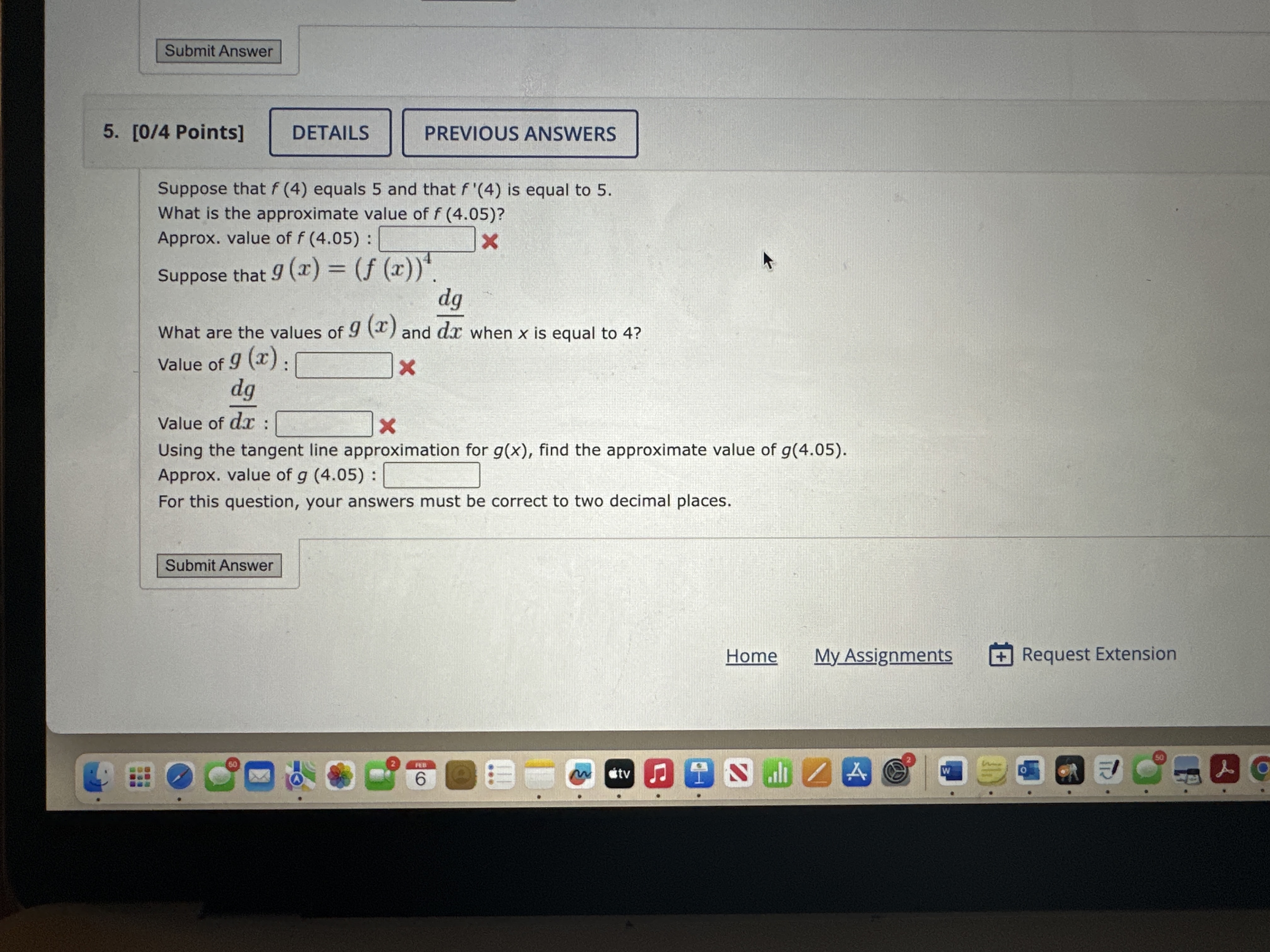 Solved [0/4 ﻿Points]Suppose that f(4) ﻿equals 5 ﻿and that | Chegg.com