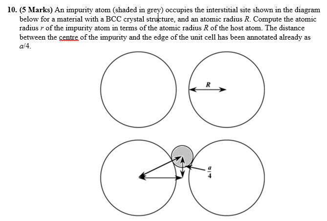 Solved 10. (5 Marks) An impurity atom (shaded in grey) | Chegg.com