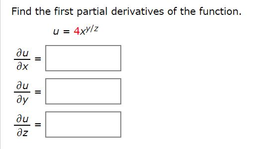 Solved Find the first partial derivatives of the function. u | Chegg.com