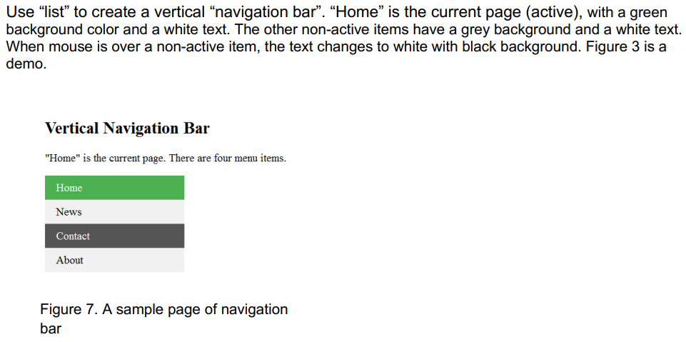 Solved Jse "list" to create a vertical "navigation bar". | Chegg.com