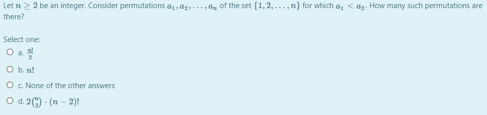 Solved Let n > 2 be an integer. Consider permutations Q1, | Chegg.com