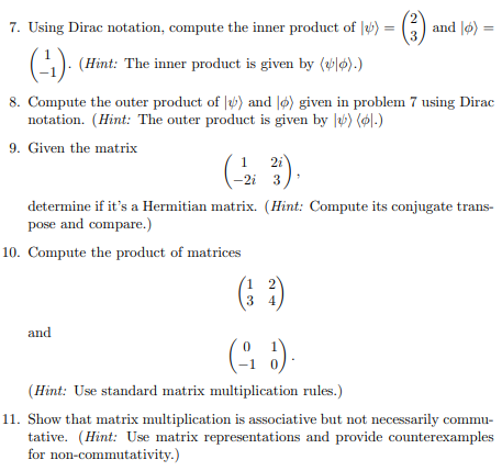 Solved 7. Using Dirac notation, compute the inner product of | Chegg.com