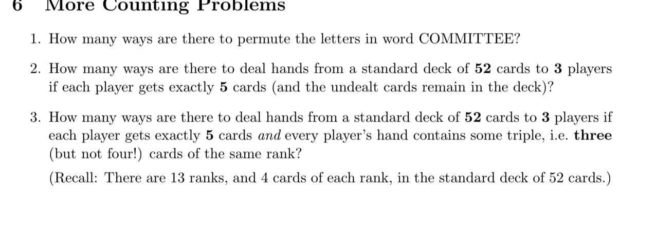 Solved More Counting Problems 1. How many ways are there to | Chegg.com